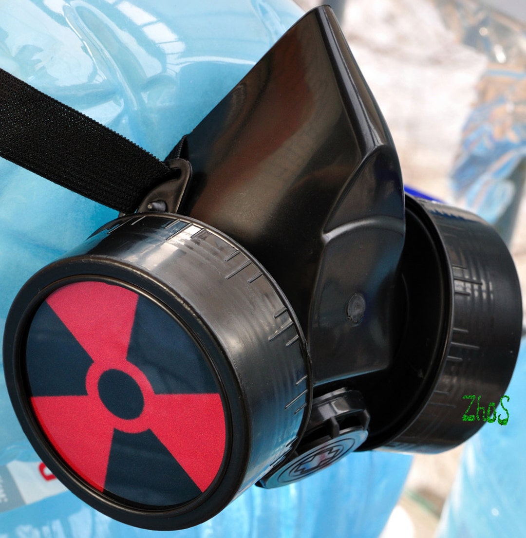 Black Cyber Mask Cyber Goth Halloween Gas Mask RADIATION Respirator Red ...