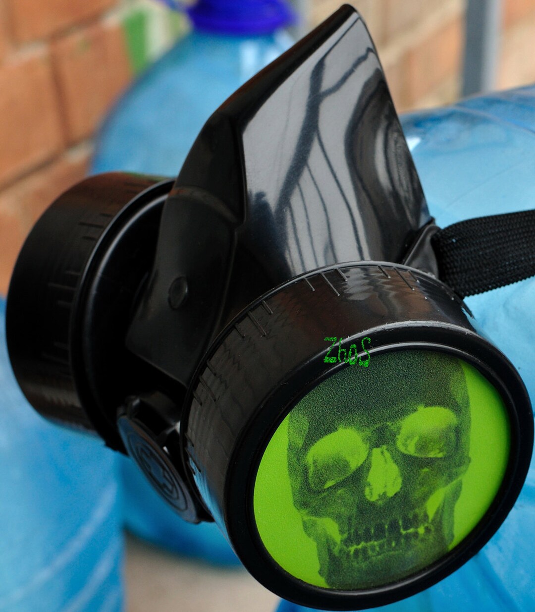 Black Cyber Mask Cyber Goth Halloween Gas Mask SKULL Respirator Green ...
