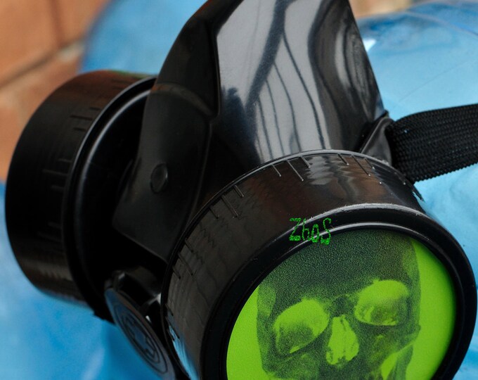 Black Cyber Mask Cyber Goth Halloween Gas Mask SKULL Respirator Green ...