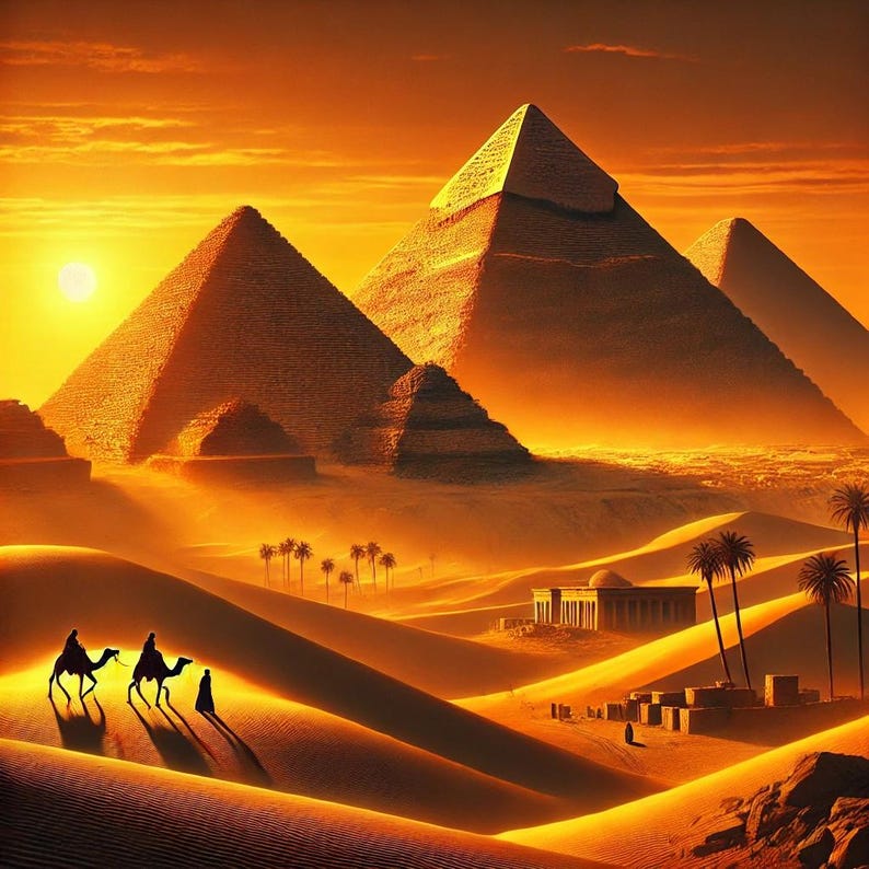 Digital Painting of Egyptian Pyramids | Desert Landscape Art | Ancient ...