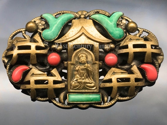 1930s Neiger Brooch. Chinoiserie. Chinese Line. Buddh… - Gem