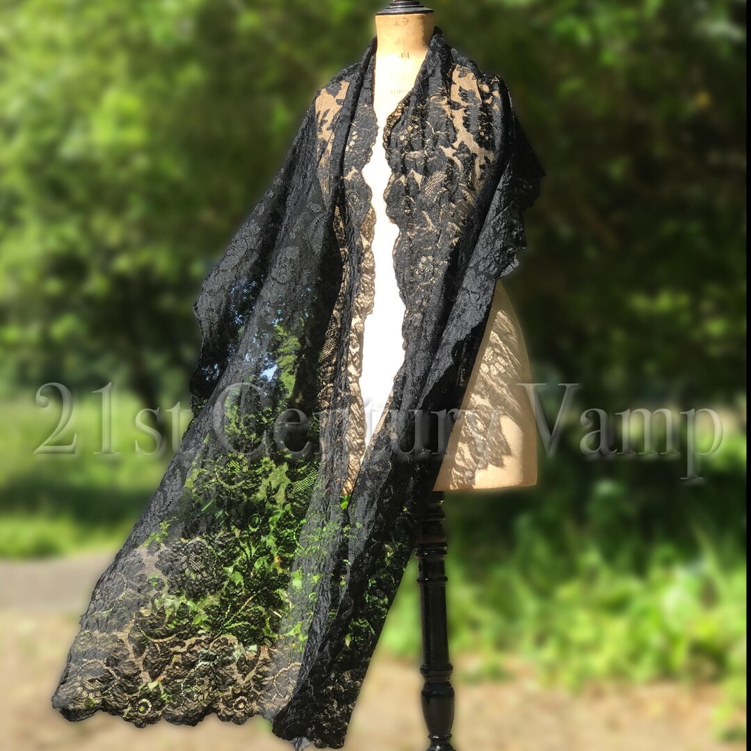 19th Century Lace Stole. Victorian Silk Shawl. Antique. Historical ...