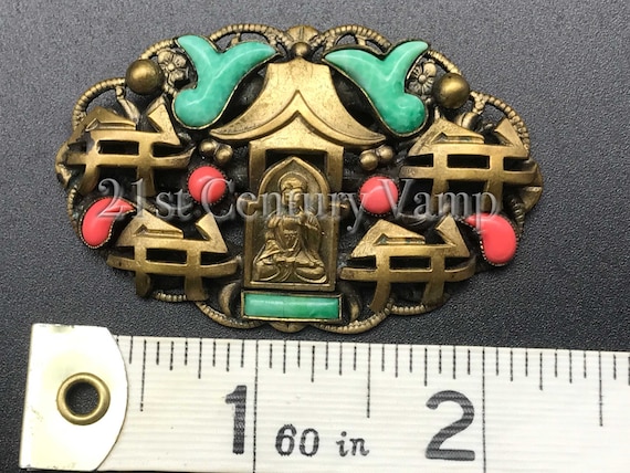 1930s Neiger Brooch. Chinoiserie. Chinese Line. Buddh… - Gem