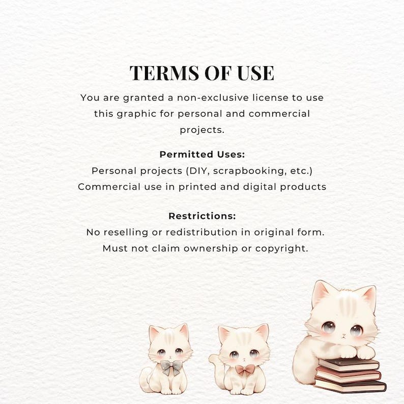 Kawaii White Kittens Clipart: PNG Stickers for Goodnotes (commercial ...