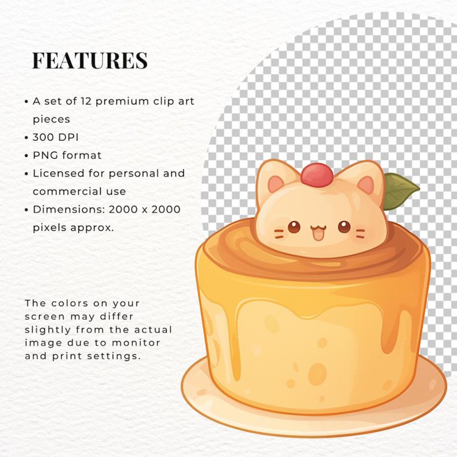 Cute Animal Desserts Clipart, Cat, Chibi Animals, Dessert, Kawaii ...