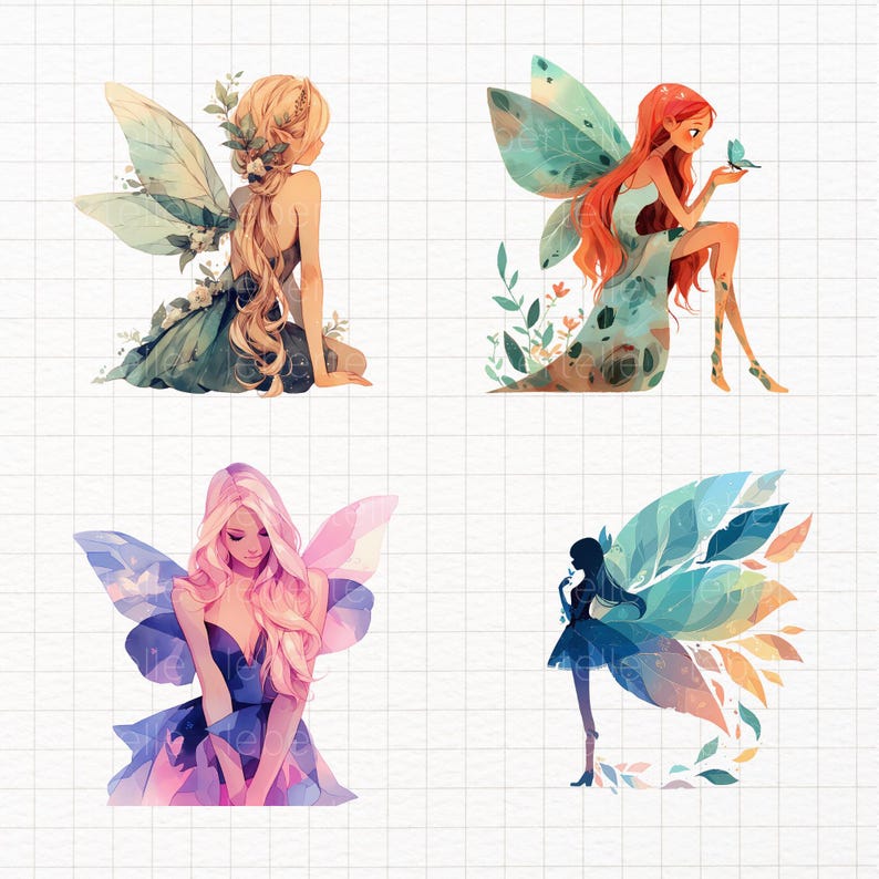 20 Forest Fairies Clipart Bundle, Watercolor Fantasy Fairy Tale Girl ...