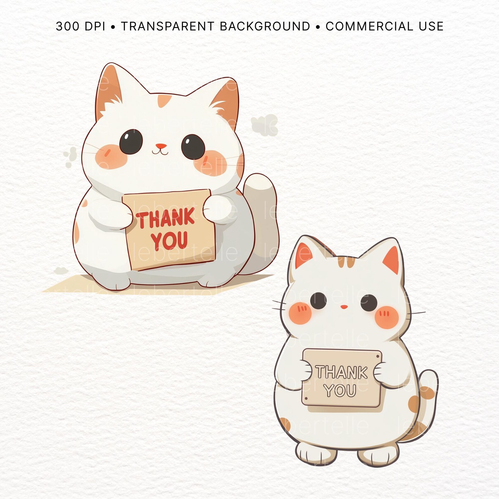 10 PNG Cats With Thank You Sign Clipart Cute Kawaii Style Digital ...