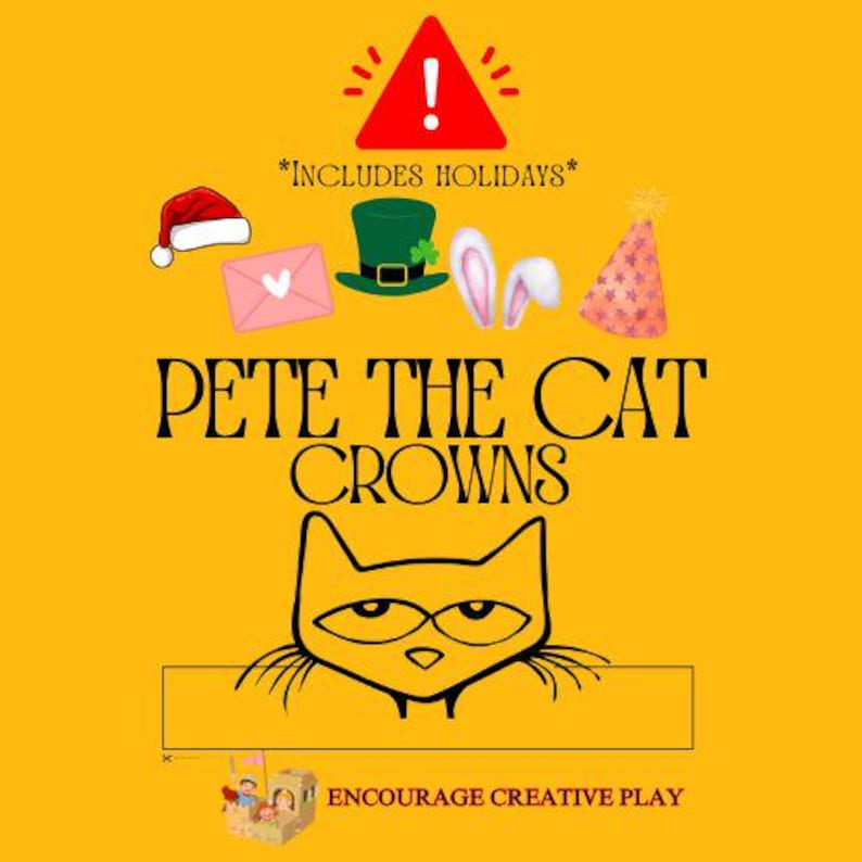 Pete the Cat Crowns (regular and Holidays) Easy Print! Craft - Etsy