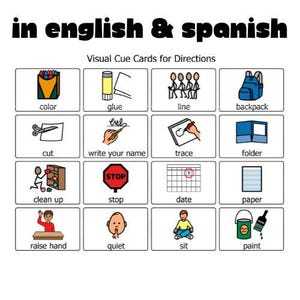 Visual Cue Cards for Classroom Directions in English and Spanish - Etsy