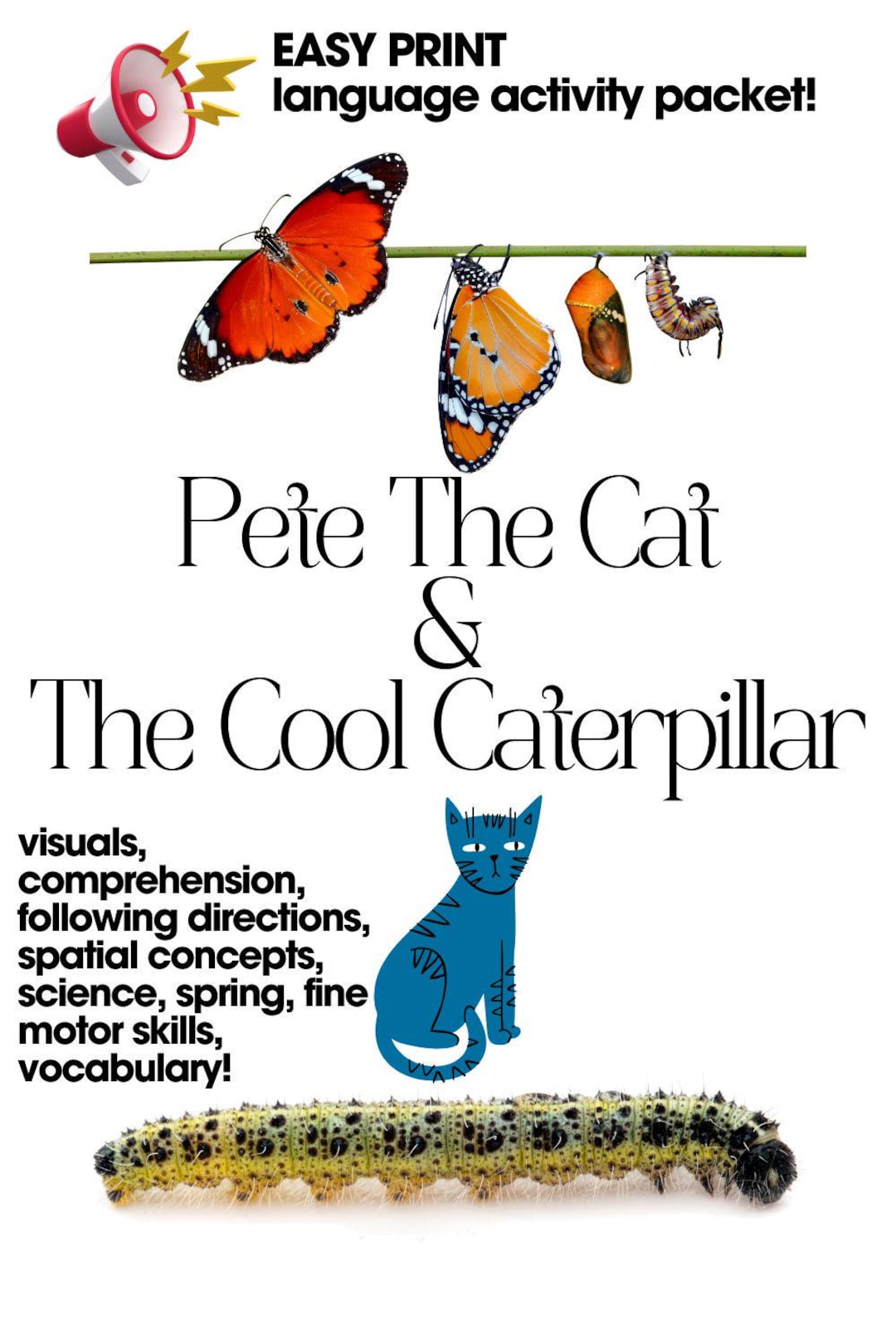 Pete the Cat and the Cool Caterpillar Language Activity Packet – A Fun ...
