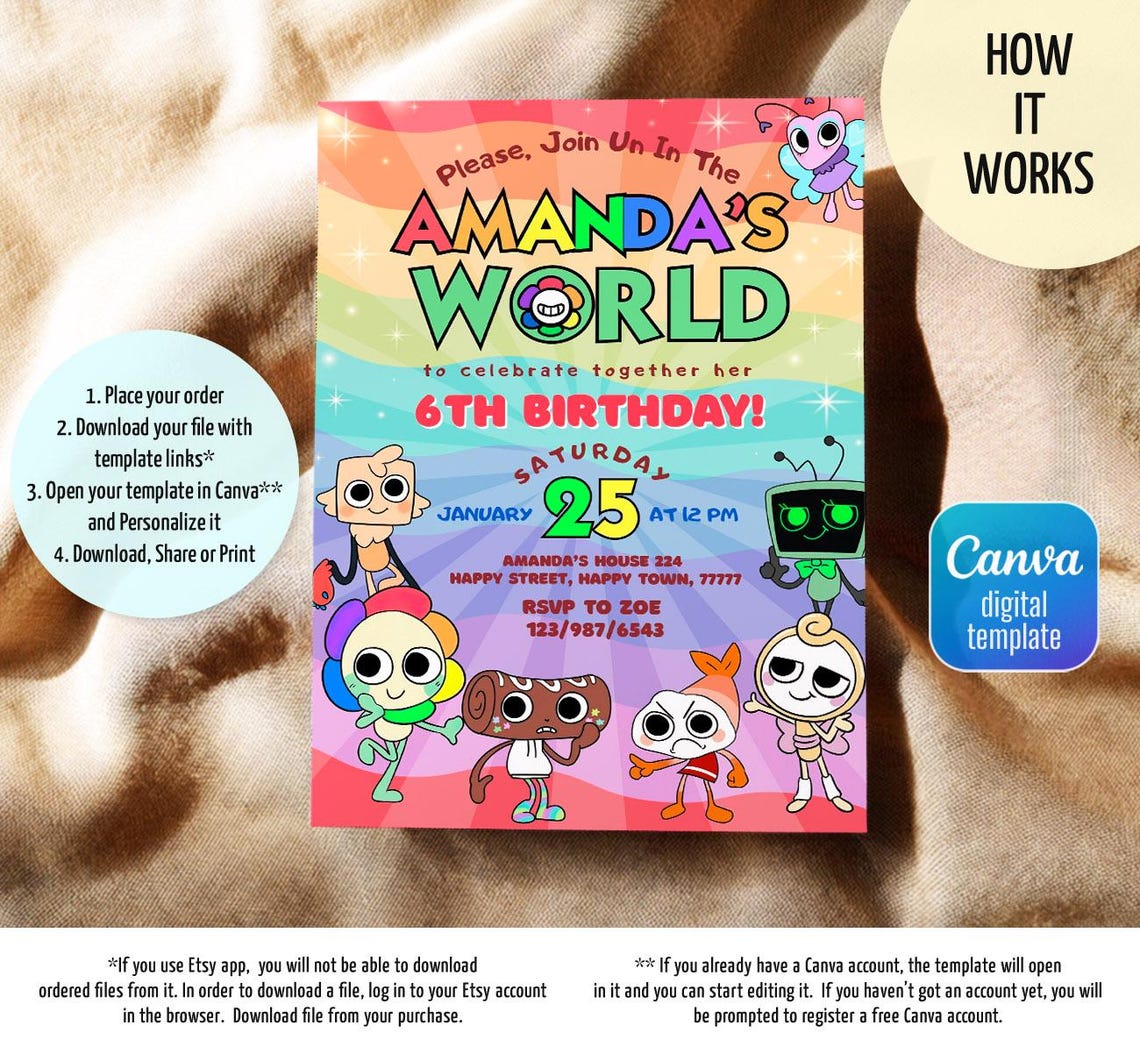 Dandy's World Birthday Invitation, Dandy Twisted Toon Birthday ...