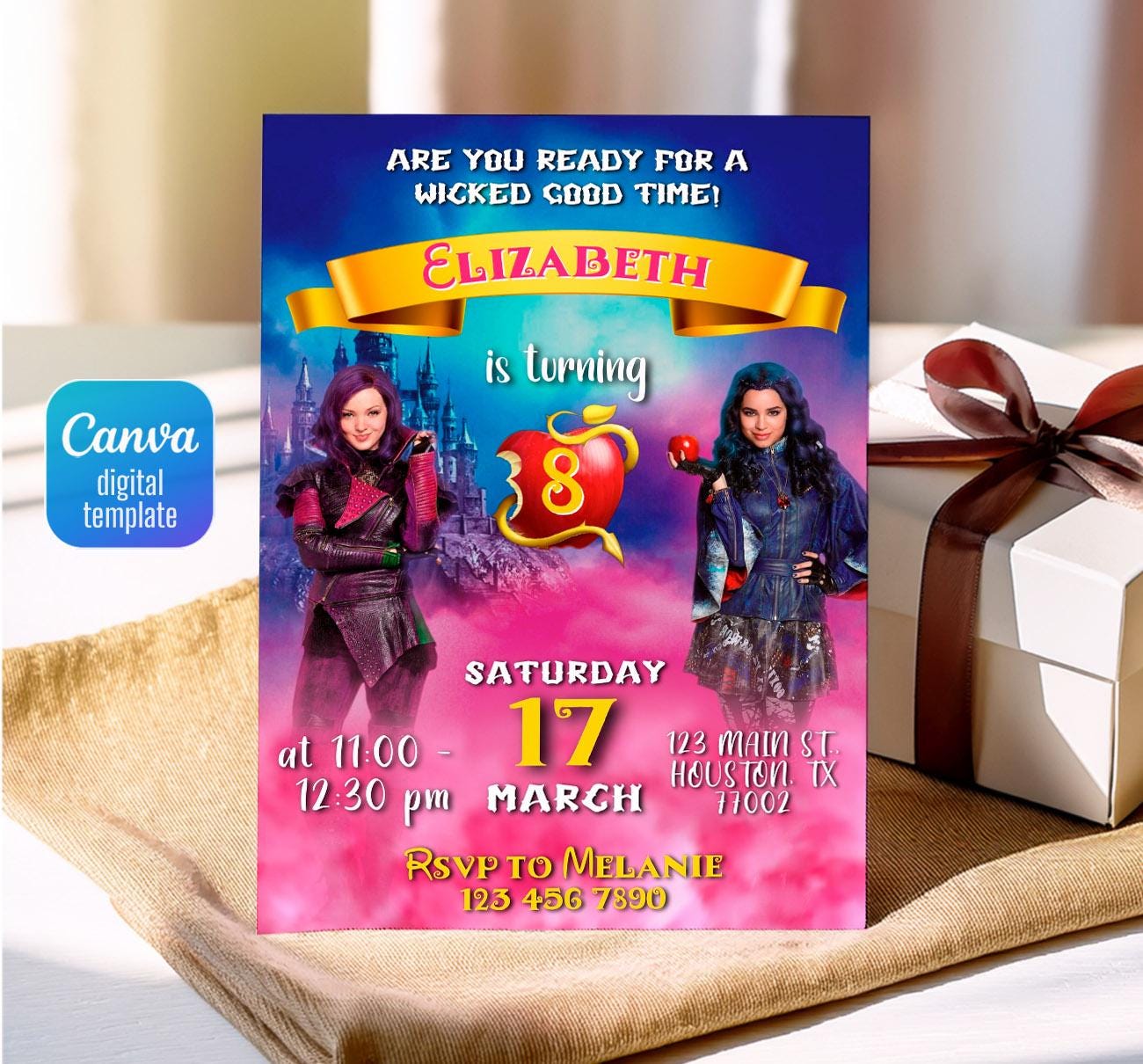 Descendants Invitation, Printable Editable Descendants Birthday Invite ...