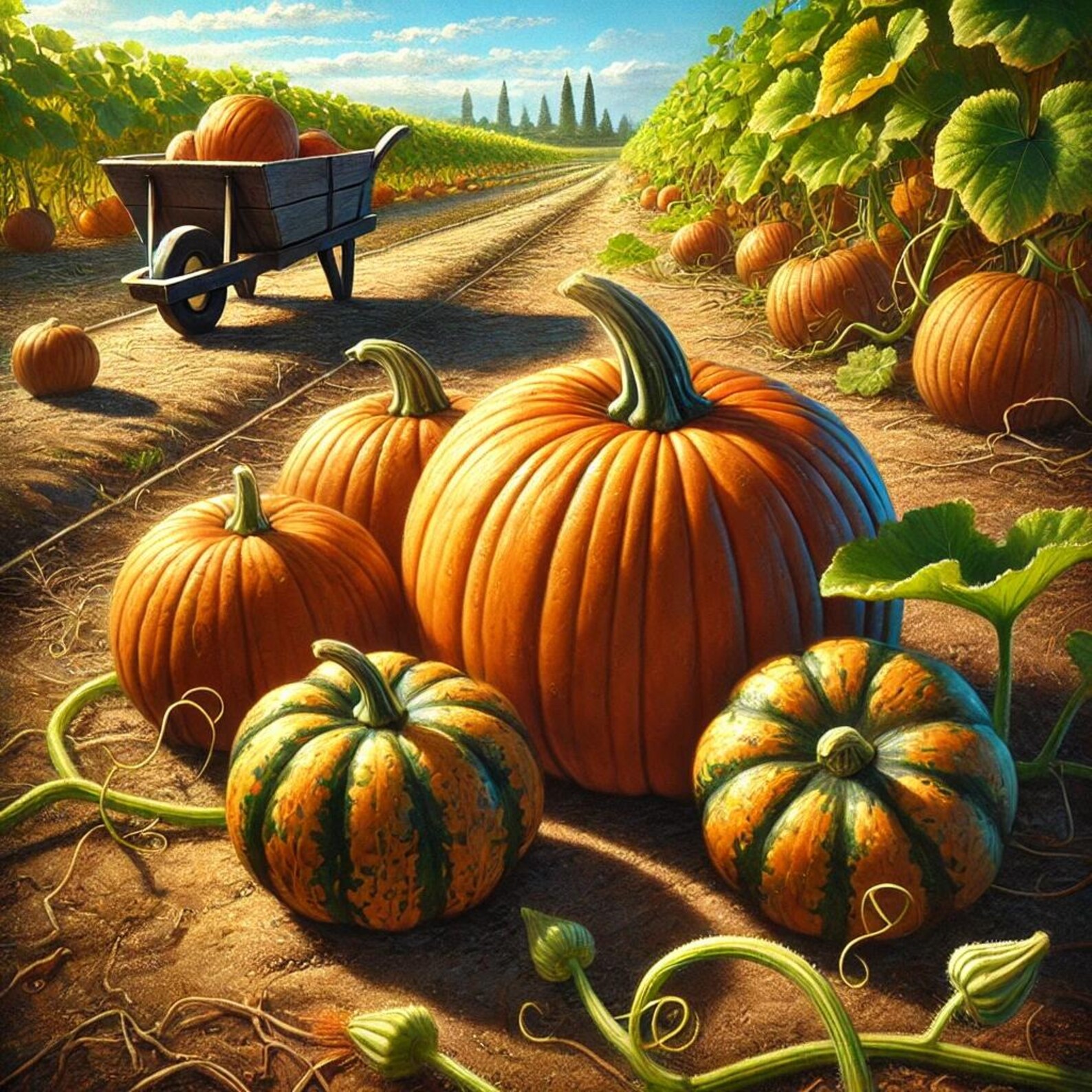 Digital Painting of Pumpkins | Autumn Harvest Art | Rustic Fall Farm ...