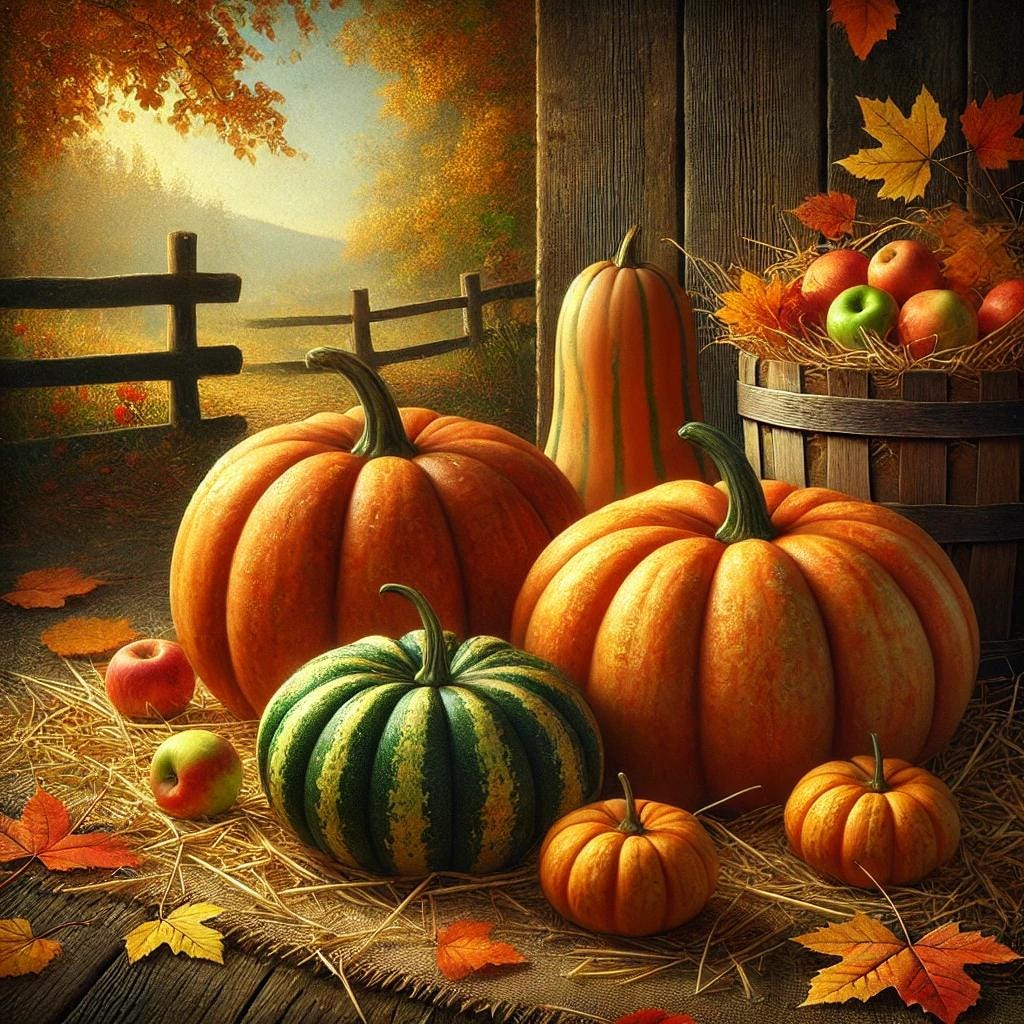 Digital Painting of Pumpkins | Autumn Harvest Art | Rustic Fall Farm ...