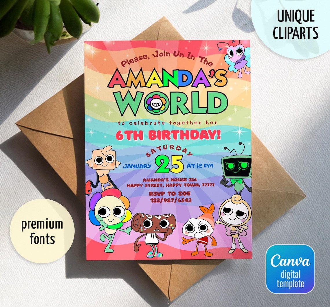 Dandy's World Birthday Invitation, Dandy Twisted Toon Birthday ...