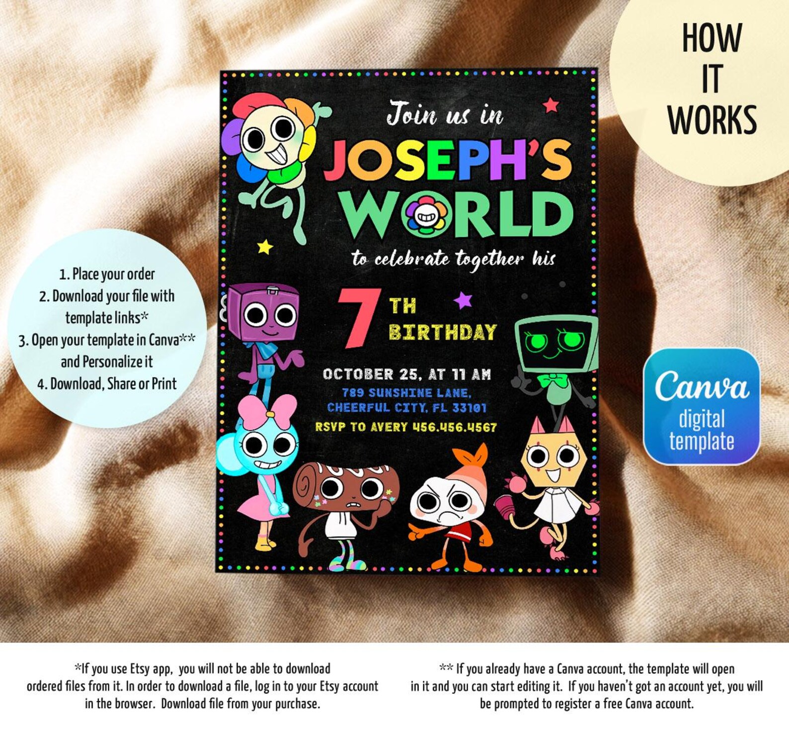 Dandy's World Birthday Invitation, Dandy Twisted Toon Birthday ...