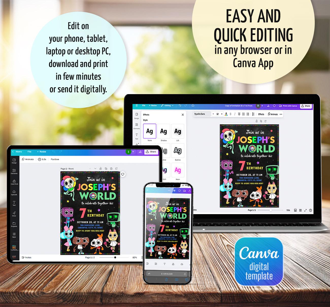 Dandy's World Birthday Invitation, Dandy Twisted Toon Birthday ...