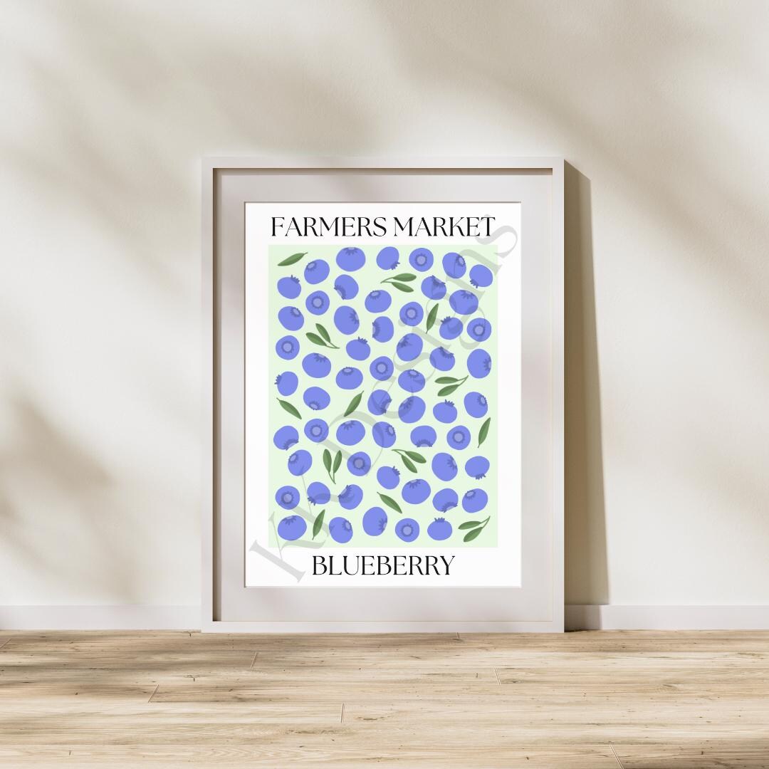 Blueberry Farmers Market Poster, Print, Blueberry Poster, Blueberry ...