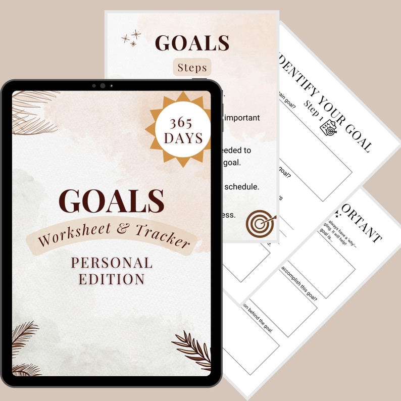 Goal Setting Template Canva, Worksheet + Tracker, Digital Printable ...