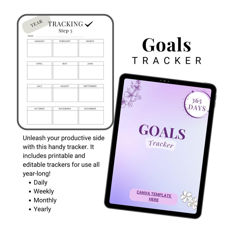 Habit Tracking Canva Template: Goal and Task Management, Personal ...