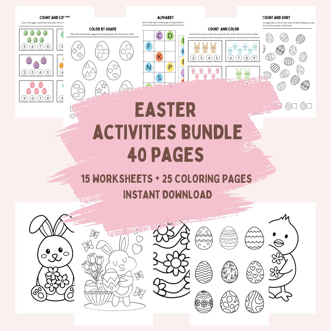 Printable Easter Worksheets and Coloring Pages BUNDLE – Printable Kids ...