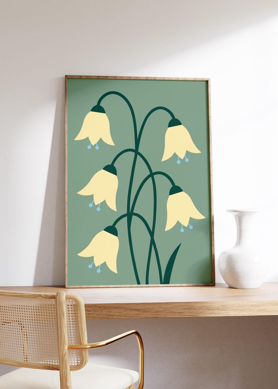 Yellow Bellflower Print: Mid-century Botanical Wall Art - Etsy