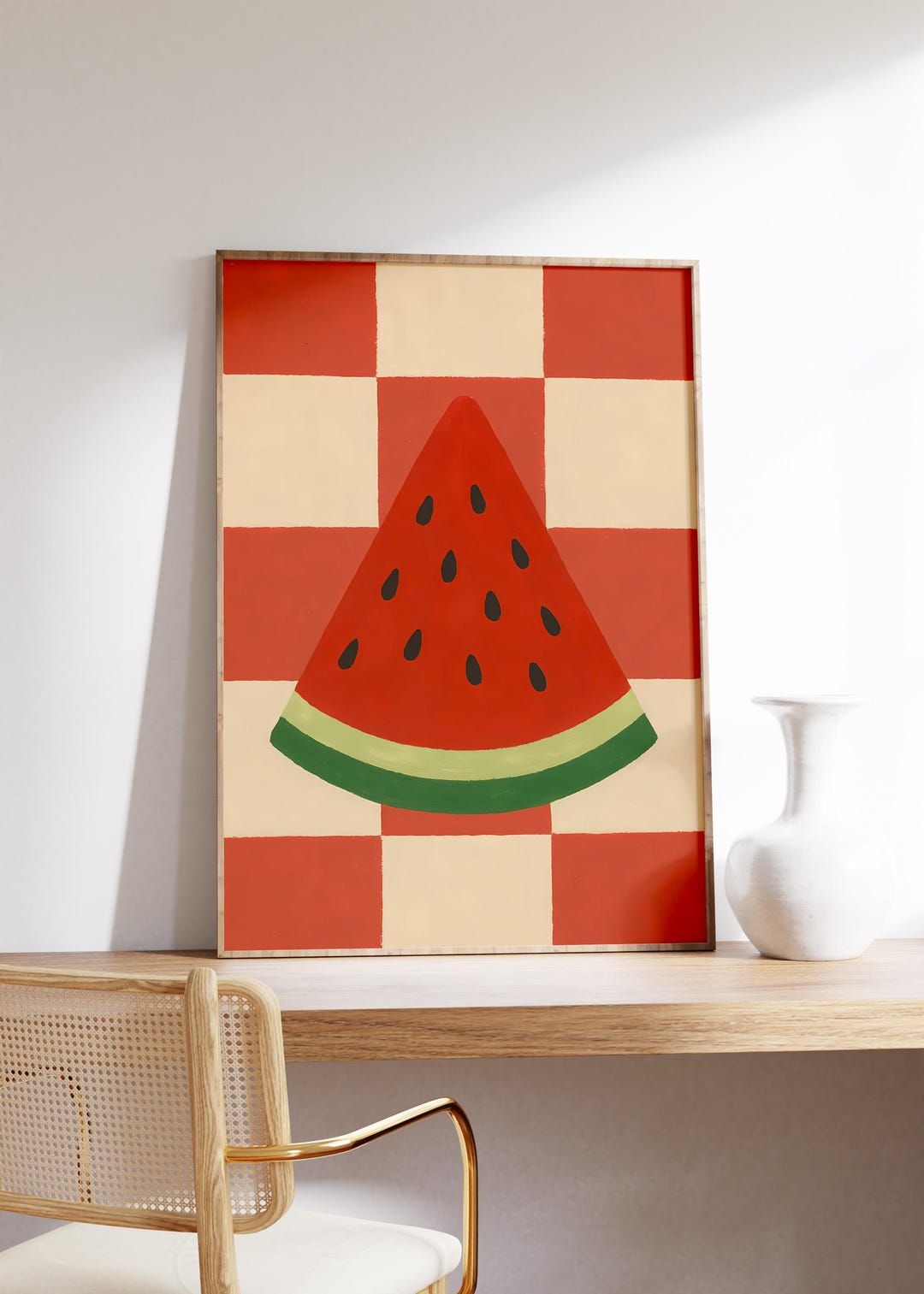 Retro Watermelon Print: Checkerboard Kitchen Wall Art - Etsy