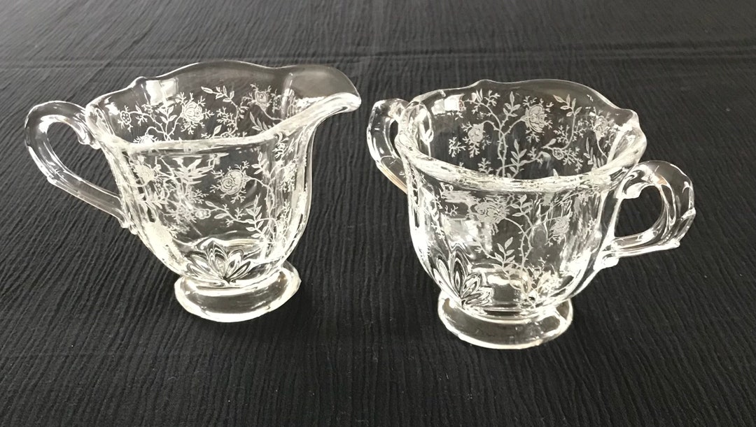 Vintage Fostoria Baroque Depression Glass Sugar Creamer Etched in the ...