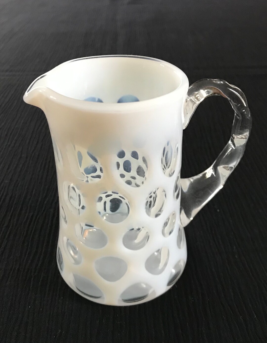 Vintage Fenton Coin Dot Creamer Pitcher French Opalescent Pattern Circa ...