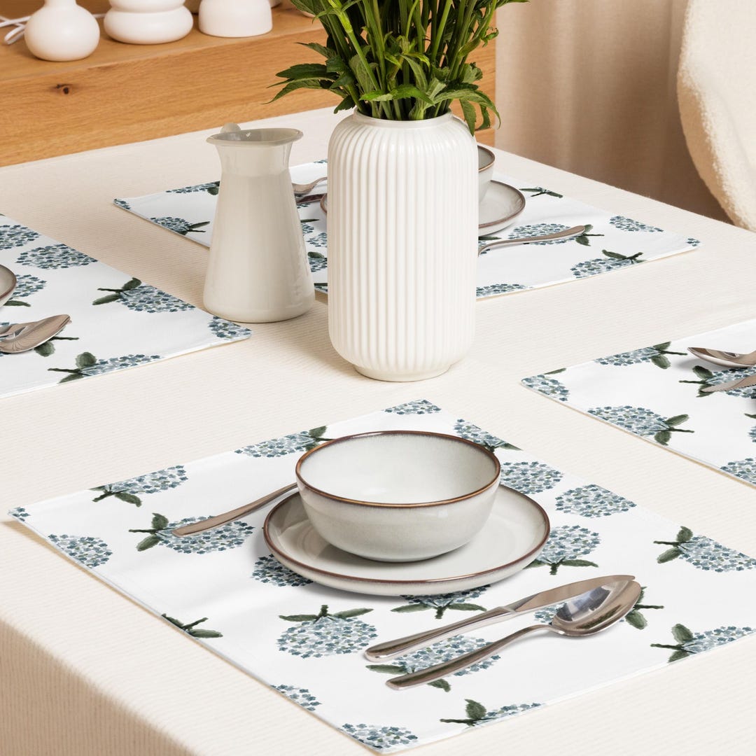 Blue Hydrangea Placemats, Set of 4 - Etsy