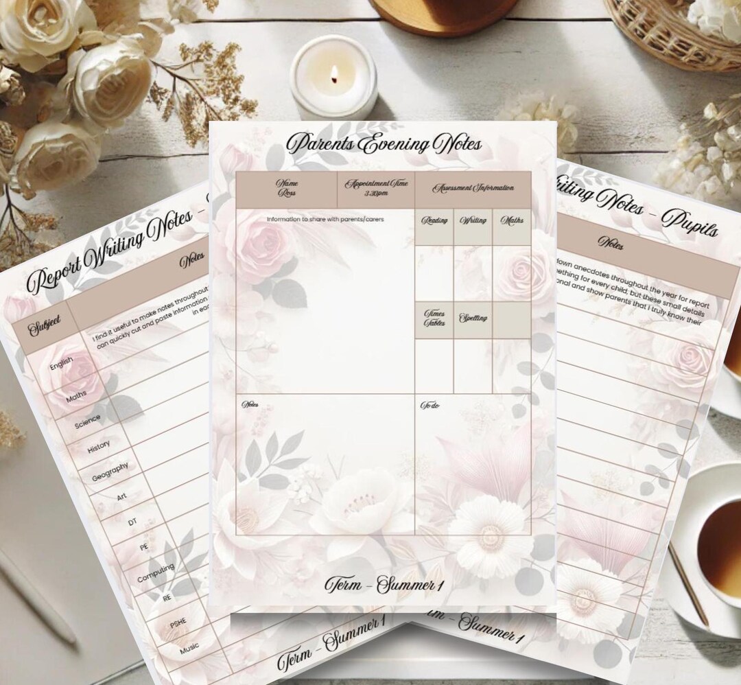 Editable Parents' Evening & Report Writing Sheets | Pastel Floral | A4 ...