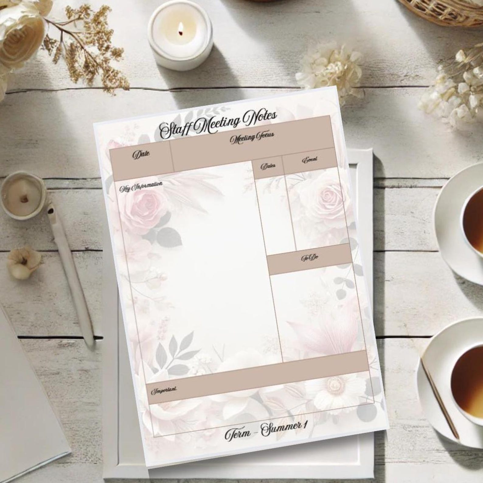 Editable Staff Meeting Notes Sheet Canva Download - Etsy
