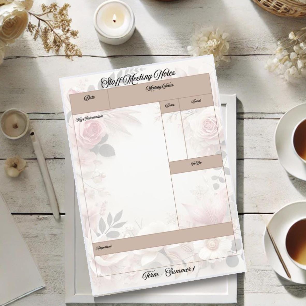Editable Staff Meeting Notes Sheet Canva Download - Etsy