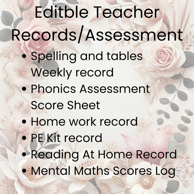 Editable Teacher Record Sheets, Assessment & Tracking Canva Download - Etsy