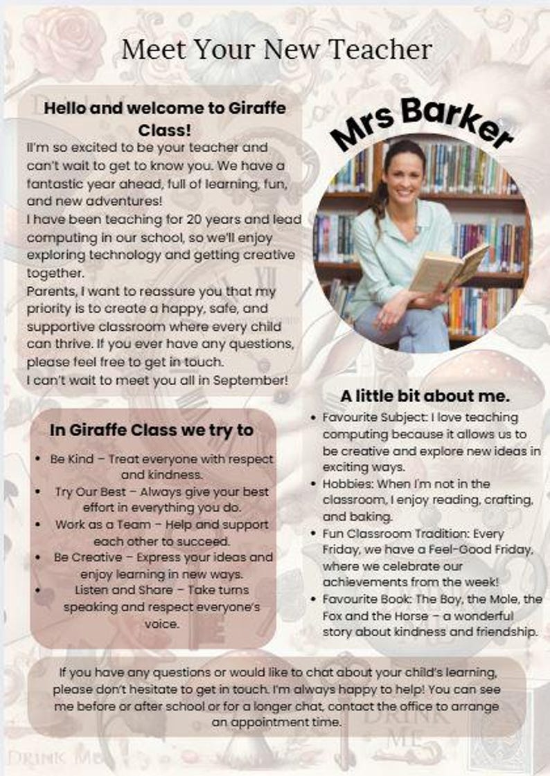 Editable Meet the Teacher & Newsletter Template Canva Download - Etsy