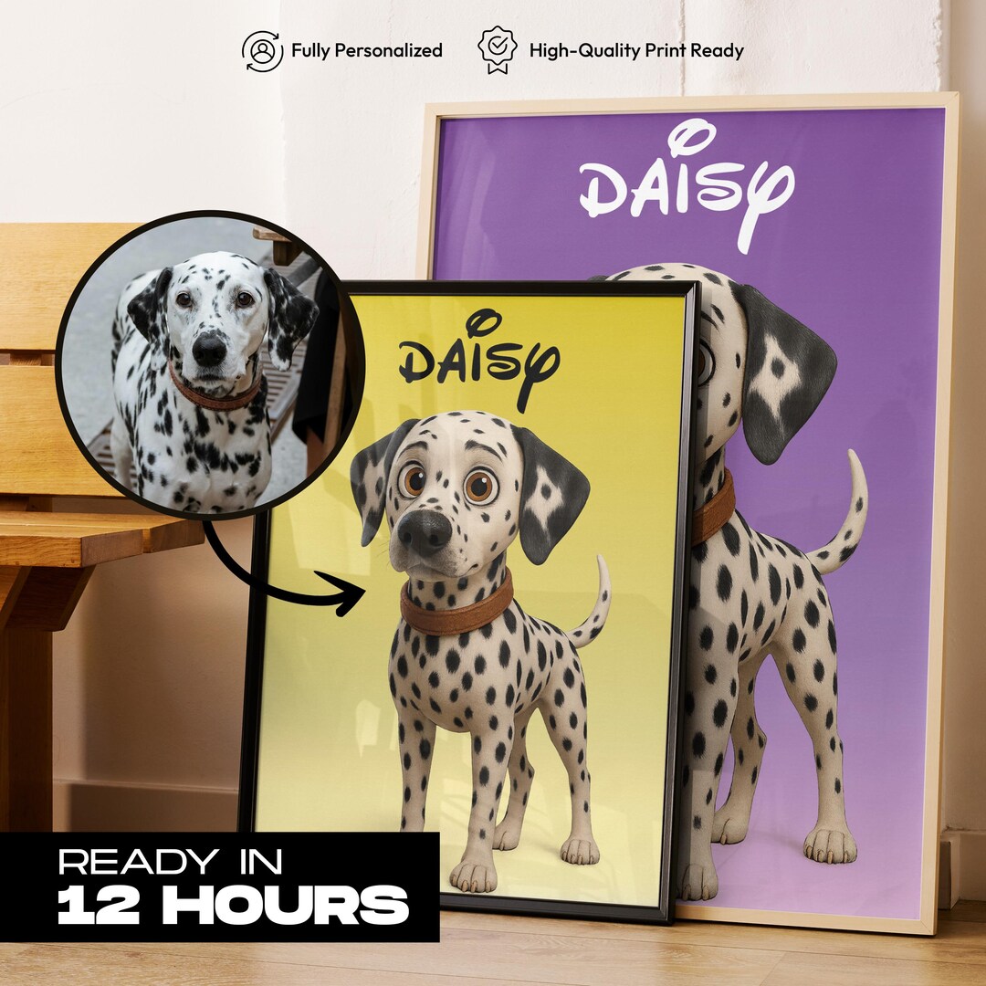 Pixar Style Pet Portrait – Custom Dog or Cat Illustration ...