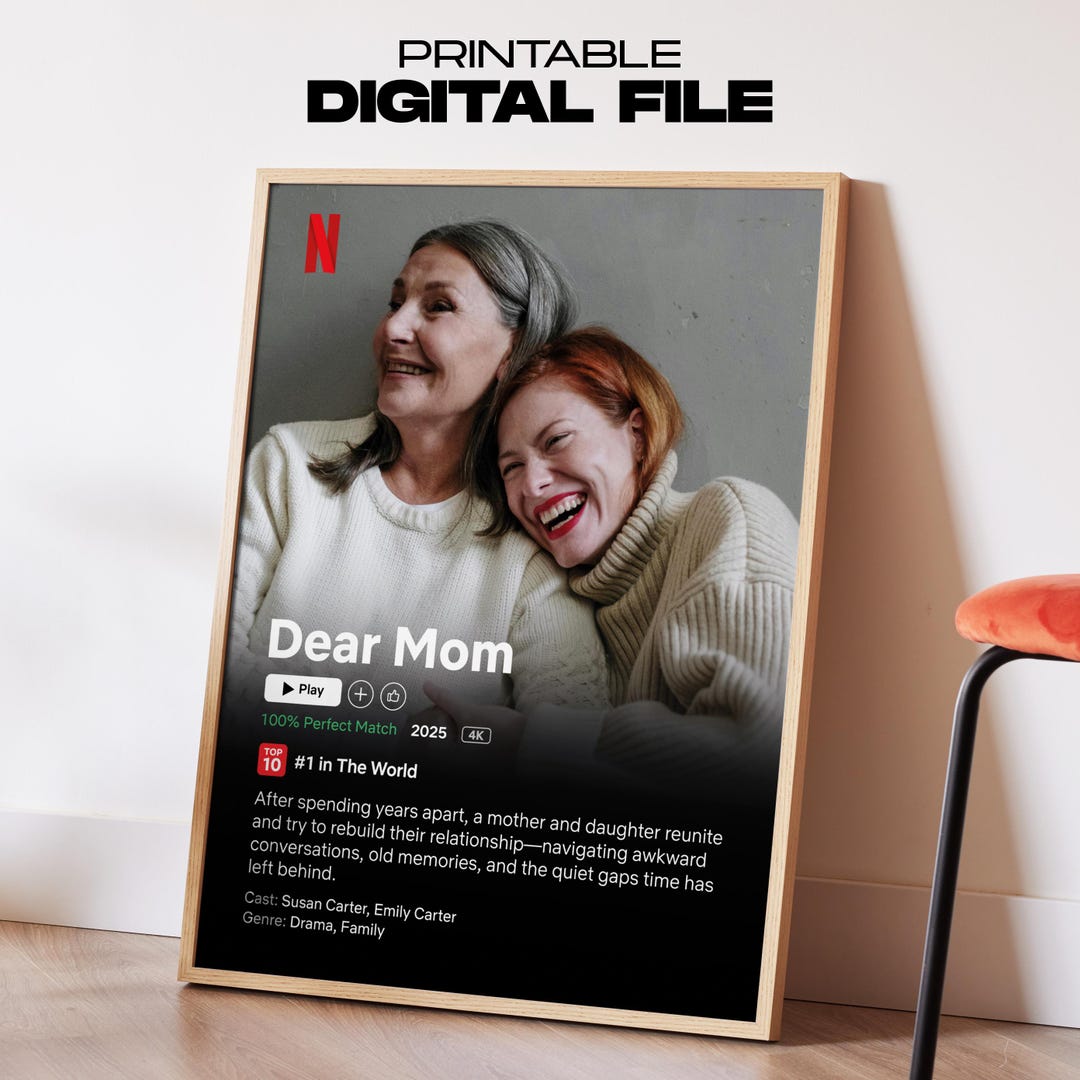 Custom Netflix Style Poster for Mom – Personalized Digital Download ...