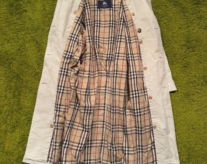 Burberry 2000s Vintage Iconic Belted Trench Coat Beige - Etsy