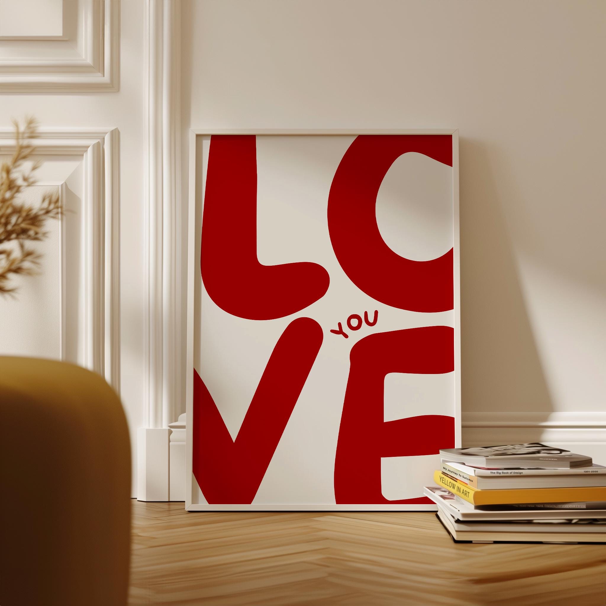 Love You Print: Trendy Red Maximalist Wall Art (digital Download) - Etsy