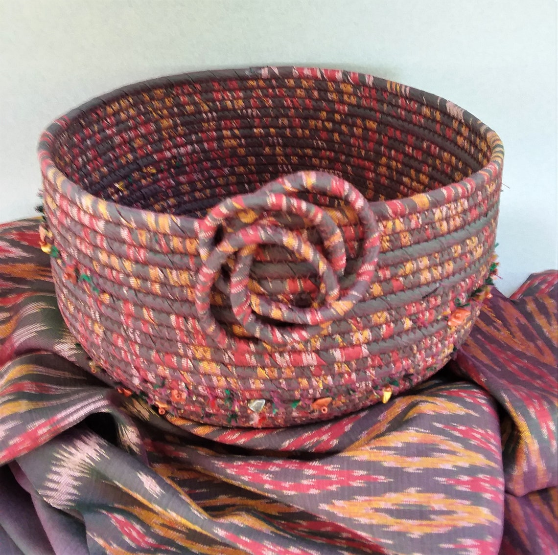 Thai Silk Basket Coiled Basket | Etsy