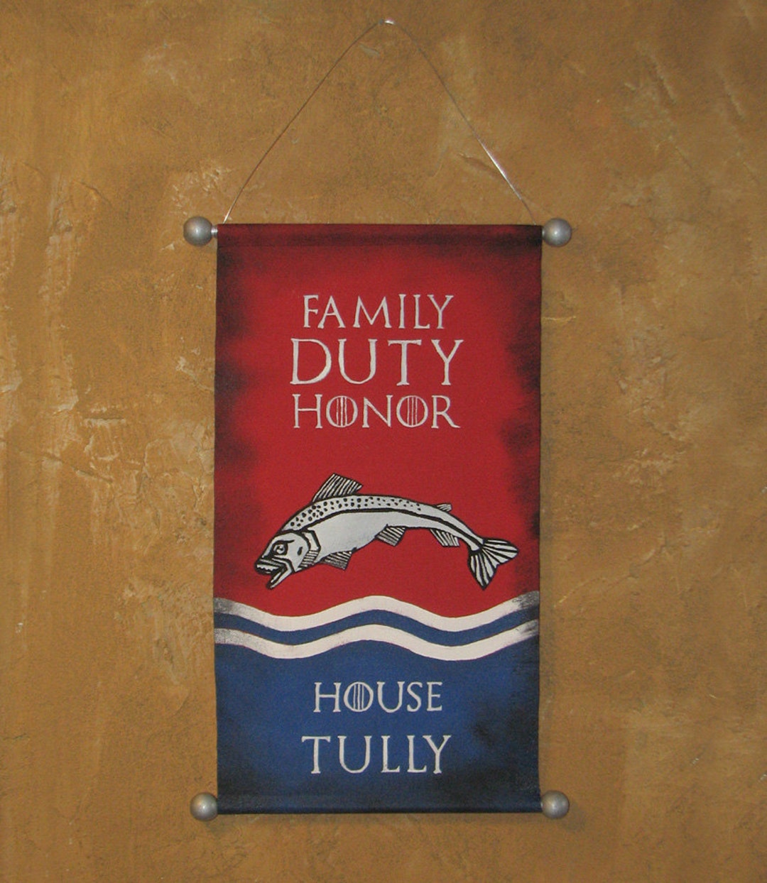 Hand Painted House Tully family Duty Honor Canvas Banner Game of ...