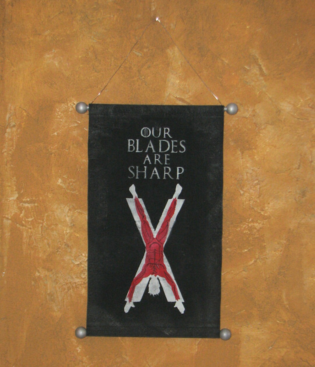 Hand Painted House Bolton Canvas Banner our Blades Are Sharp Game of ...