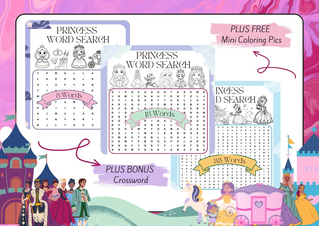 Printable Princess Word Search | Fun & Challenging Word Puzzles | Party ...