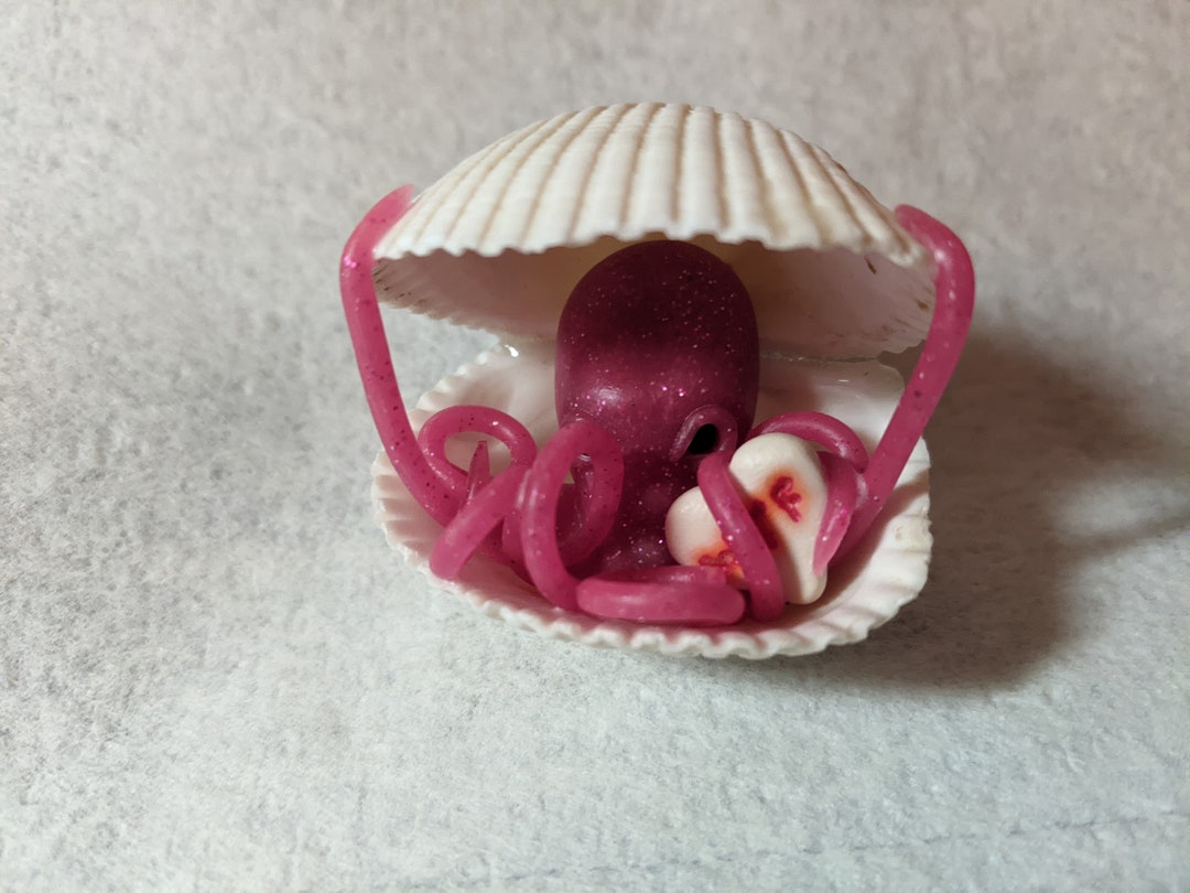 Pink Glitter WTF Candy Heart Bivalve Polymer Clay Display Octopus - Etsy