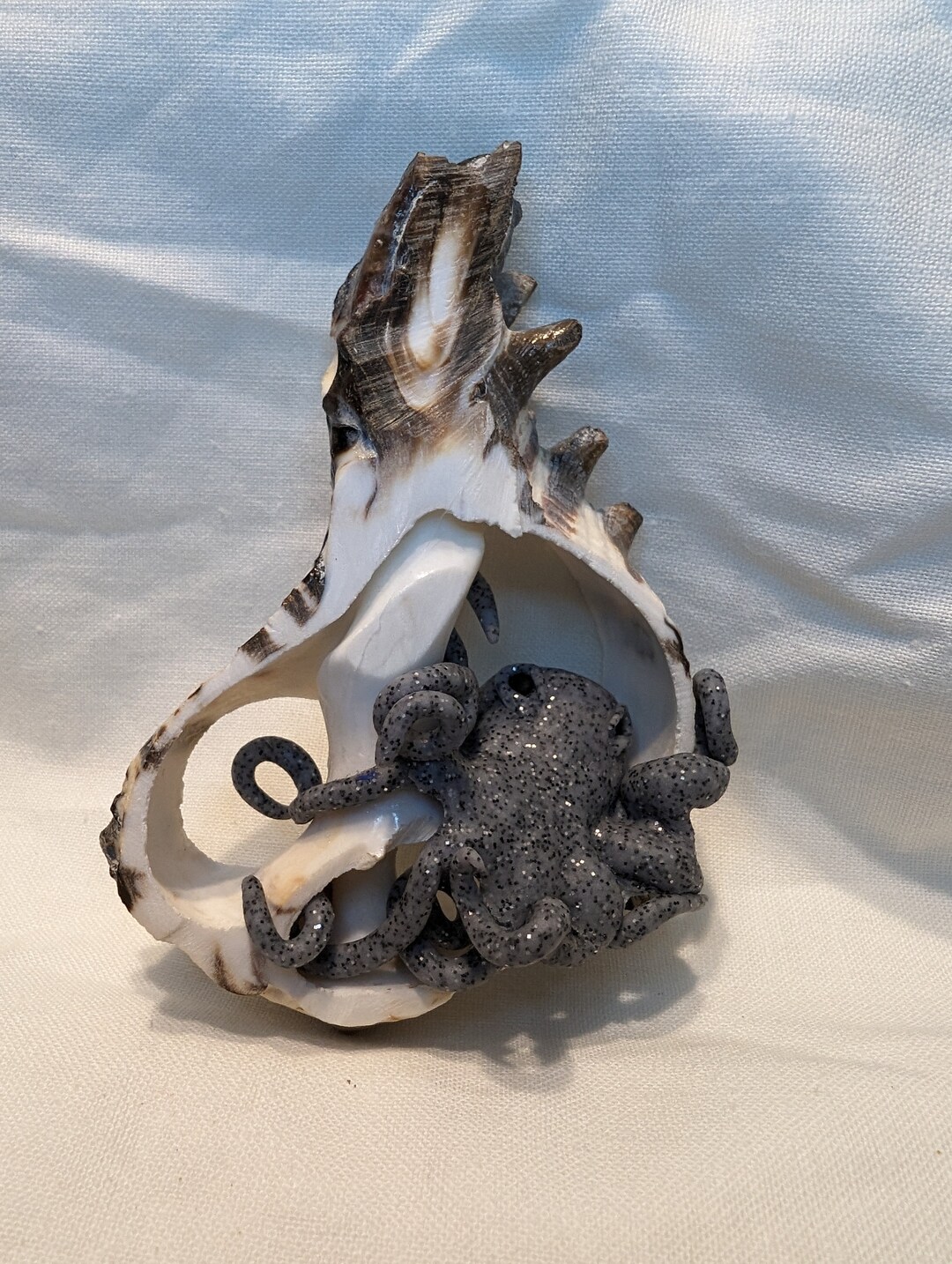 Grey Sparkle Polymer Clay Display Octopus - Etsy