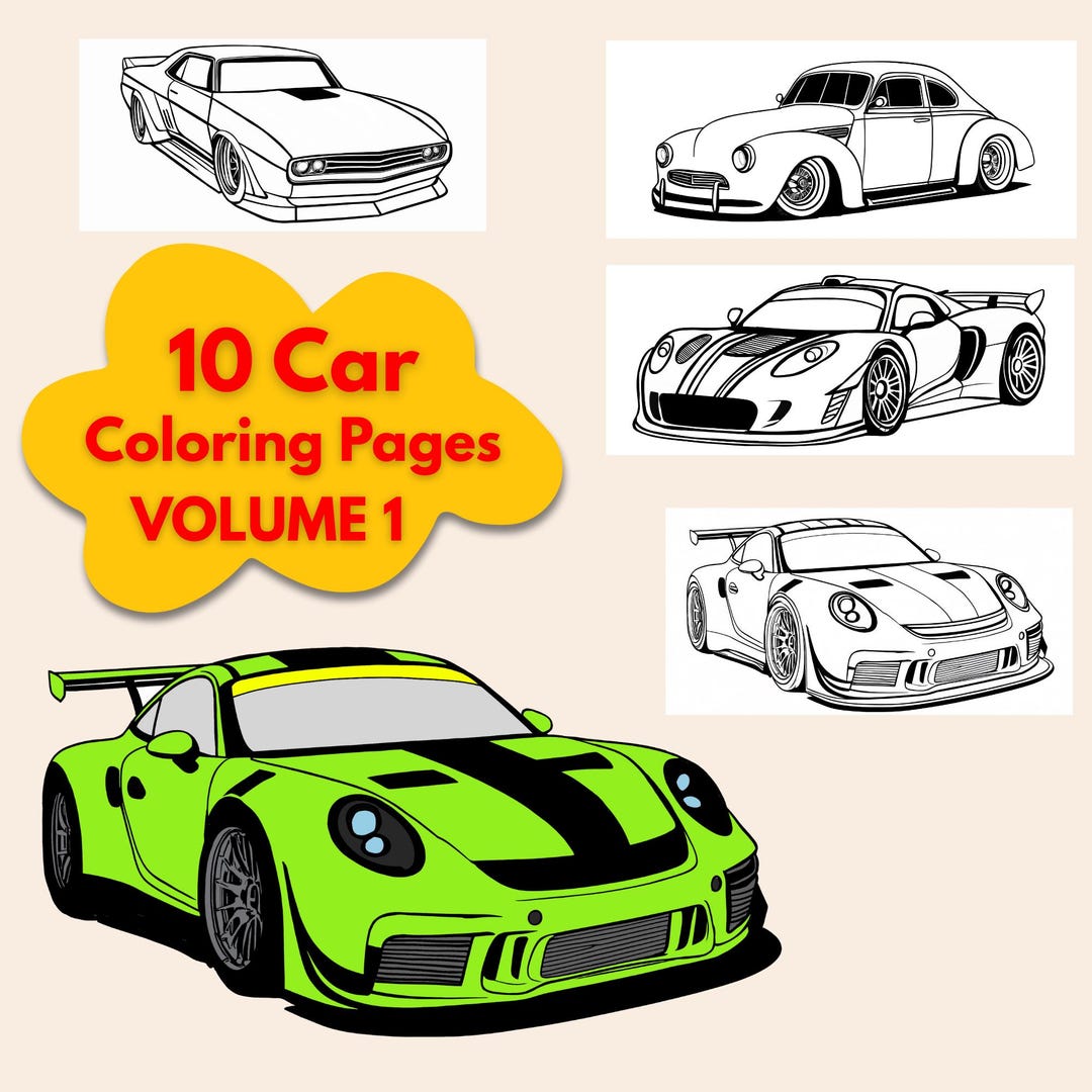 10 Cool Cars Coloring Pages Volume 1 | 10 Unique Car Pages | Printable ...