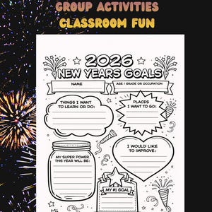 New Years Goal Printable, 2026 Digital Download Kids & Family Activity ...