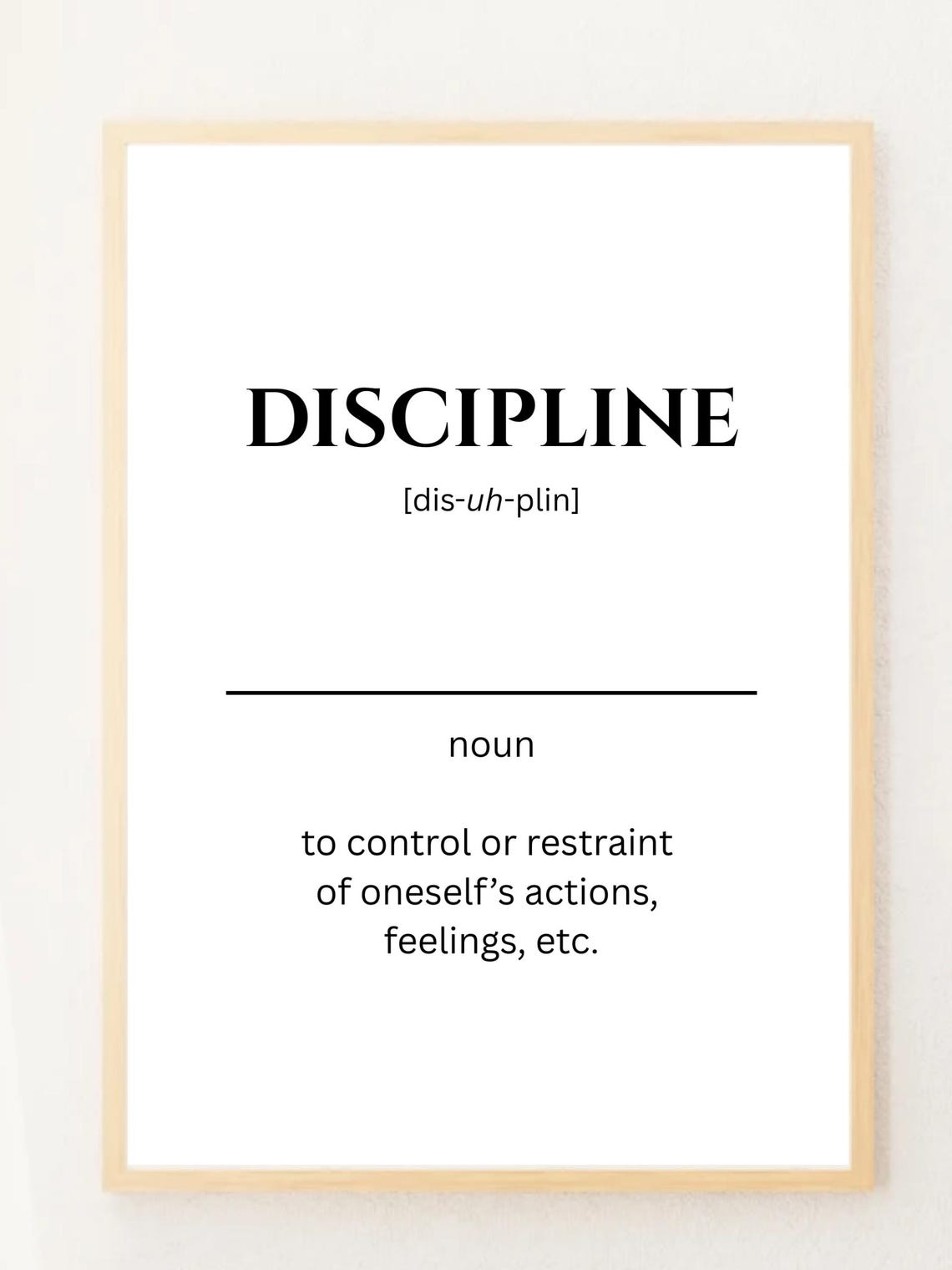 Discipline Definition Print – Minimalist Office Decor (digital Download ...