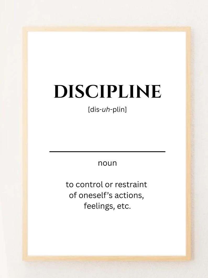 Discipline Definition Print – Minimalist Office Decor (digital Download ...