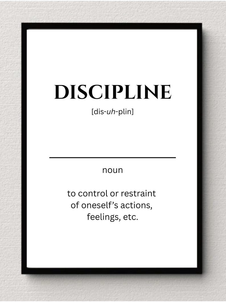 Discipline Definition Print – Minimalist Office Decor (digital Download ...